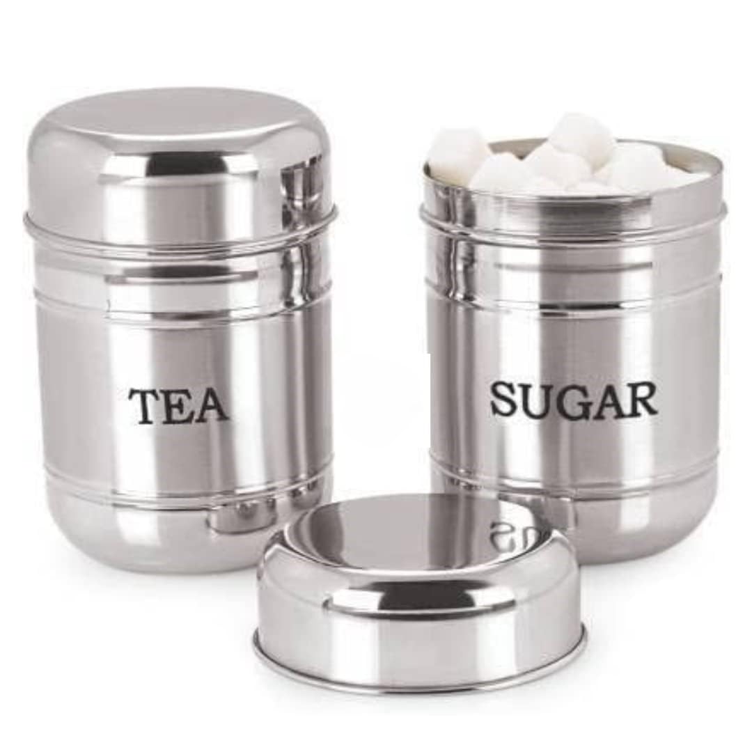 Buy Stainless Steel Tea Sugar Containers, 700ml each, Set of 2, for ...