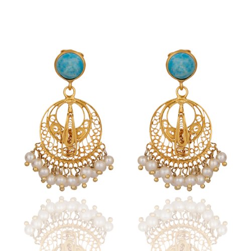 Almas Jewellery - 925 Sterling Silver Handmade Filigree Pearl Earring ...