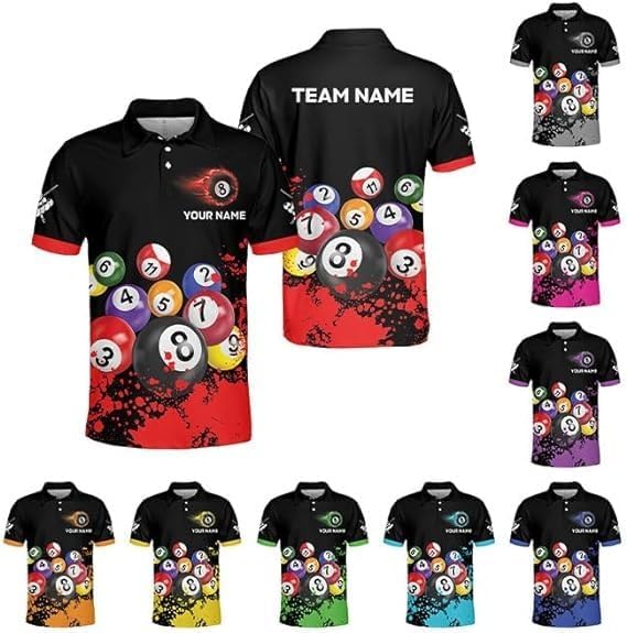 Amazon.com: Generic Personalized Pool Shirts for Men Billiards, 8 Ball ...