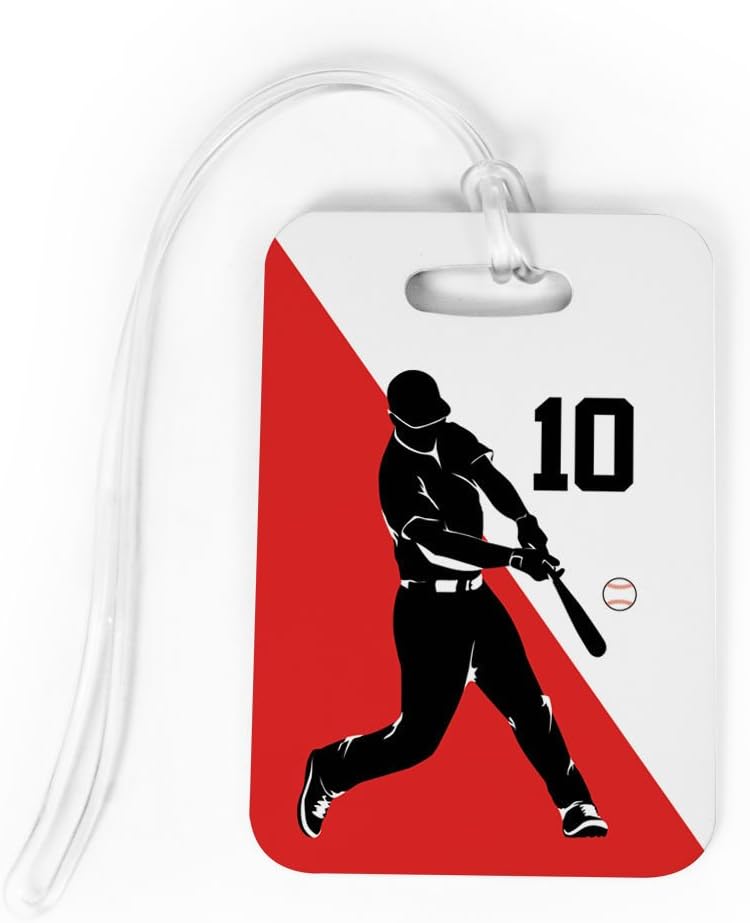 Amazon.com: Baseball Luggage & Bag Tag | Personalized Number Baseball ...