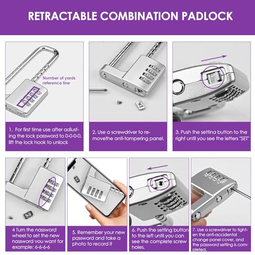 Silver Combination Padlock, Outdoor Long Shackle Padlock Weatherproof ...