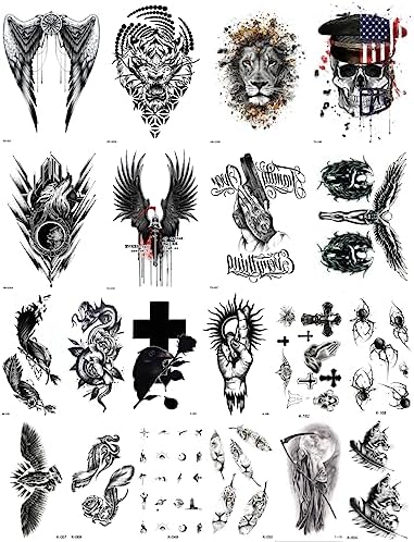 Amazon.com : 20 Sheets Temporary Tattoos Stickers, Fake Body Arm Chest ...
