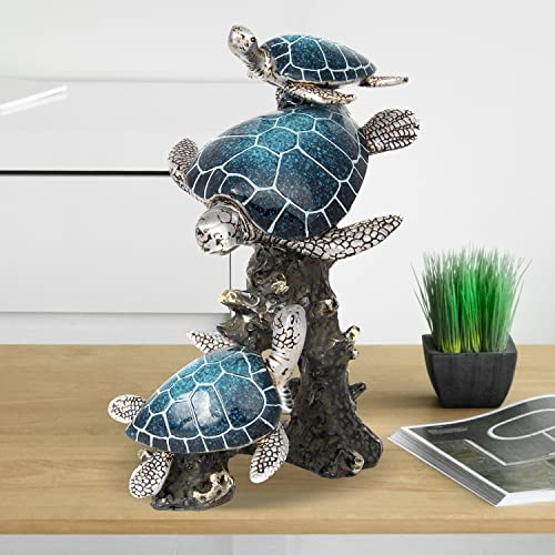Snapklik.com : Sea Turtle Statue Triple Turtles Swimming On A Coral ...