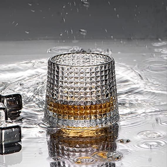 TAKETREND Rotatable Whisky Glass-150ml Set of 6 Pieces Drinking Glass ...