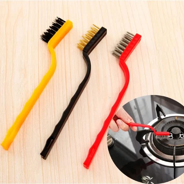 Syaladeu 3PCS Mini Wire Brush Stainless Steel Brush,Curved Handle ...