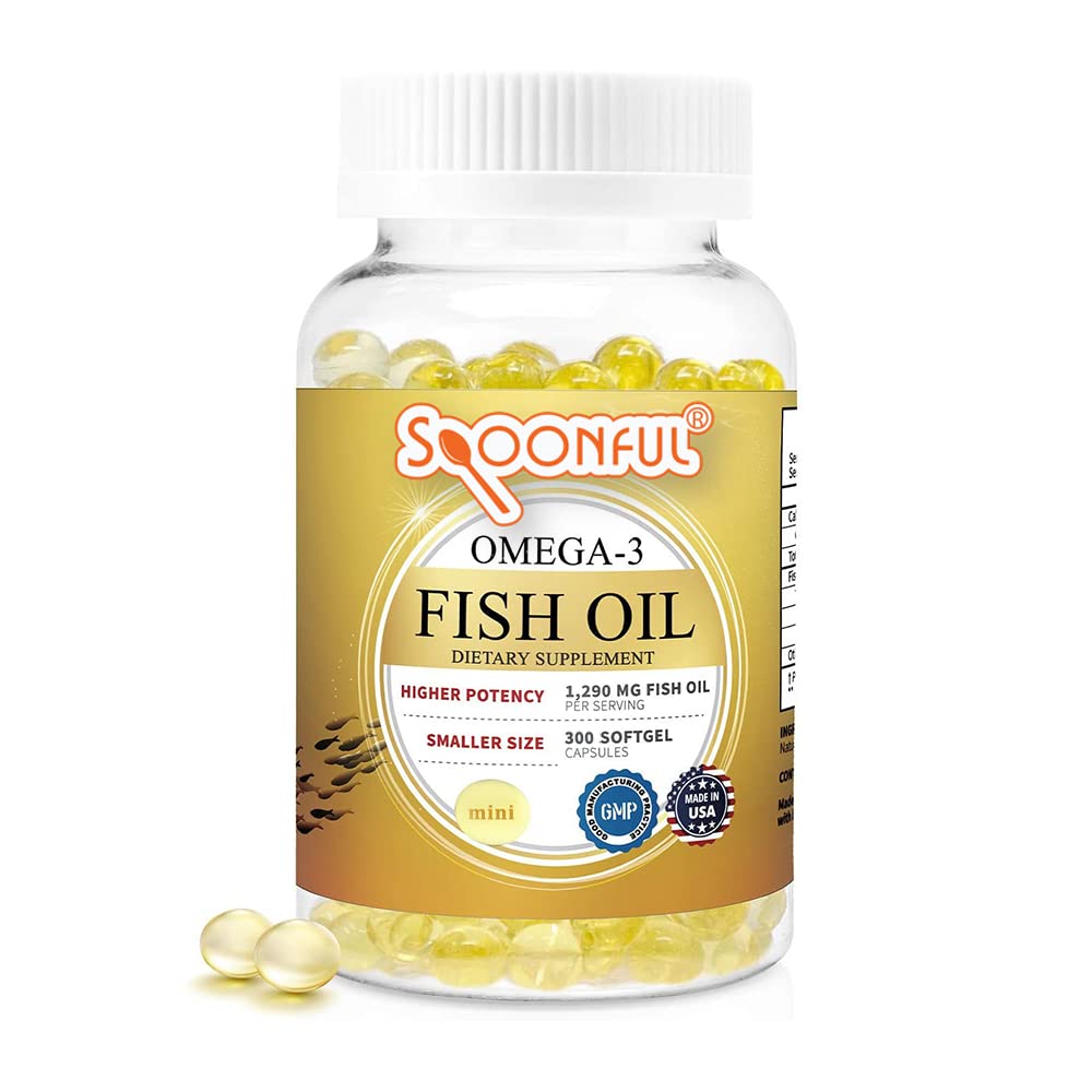 Buy Spoonful Mini Omega 3 Fish Oil, 1290 mg Per Serving, 300 Softgels ...
