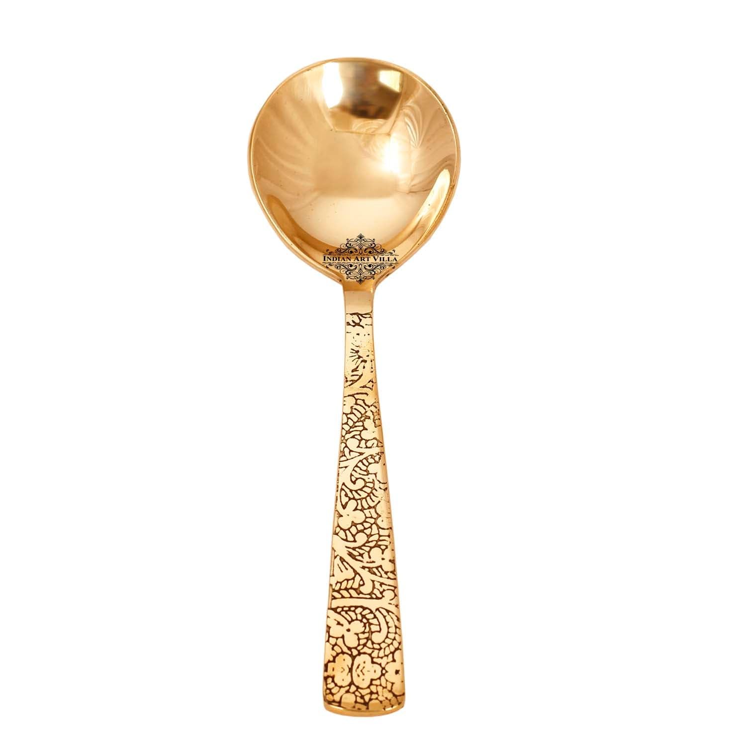 Buy INDIAN ART VILLA Bronze Embossed Serving Spoon, Length:- 8 Inches ...