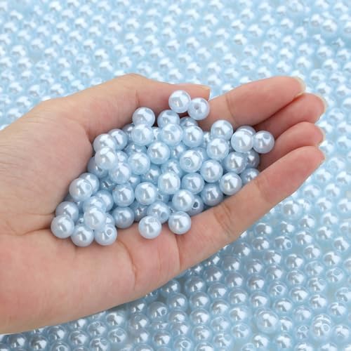 Amazon.com: DUQGUHO Blue Pearl Beads for Crafts 8mm Plastic Pearl Beads ...