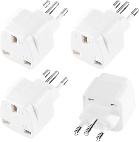 LUKELI 4 Pack UK to BRAZIL Plug Adapter Travel Plug to Brazil UK to ...