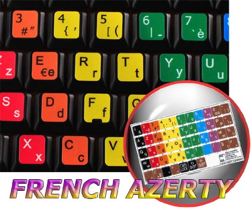 Amazon.com: LEARNING FRENCH AZERTY COLORED KEYBOARD STICKERS ...