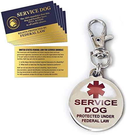Amazon.com: Service Dog ID Tag + 50 ADA Information Cards - Metal Dog ...