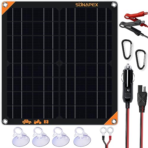SUNAPEX 20W 12V Solar Panel Battery Charger Maintainer Review: A Long ...