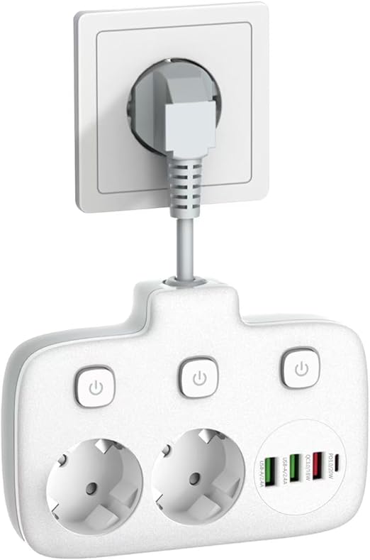 Doppelstecker für Steckdose, Steckdosenleiste 2 Fach Einzeln Schaltbar ...