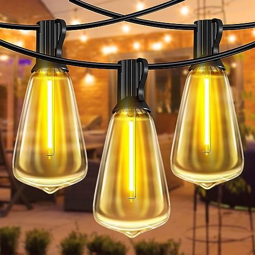 Novtech 101FT 30+2 Bulbs Outdoor String Lights, IP65 Waterproof led ...