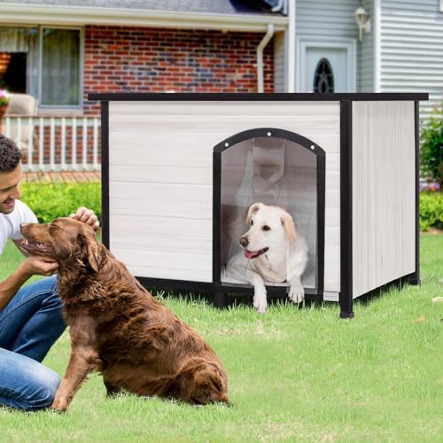 Amazon.com : Petsfit 40.2" Dog House, Outside Dog House Weatherproof ...