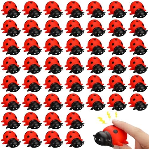 Amazon.com: Syhood 50 Pcs Mini Ladybug Toys Squeak Rubber Ladybug Bath ...