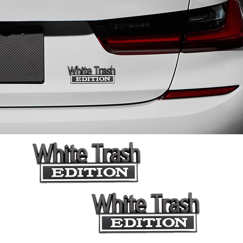 Car Modification Culture Stickers White Trash Edition Emblem,3D Metal ...