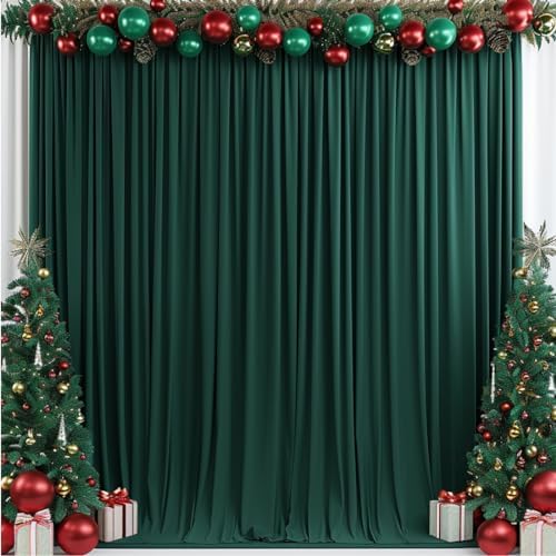 Amazon.com : 10x10ft Wrinkle Free Hunter Green Backdrop Curtain for ...