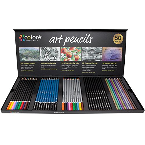 Colore Premium Art Pencils Pack – 50 Assorted Pencil Set For Coloring ...