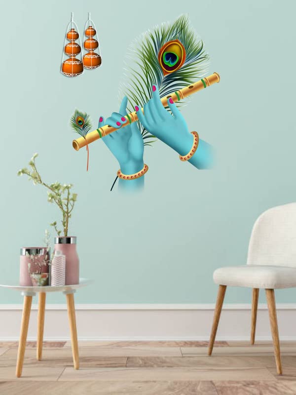 DECORHUBBDECORHUBBDecor Hubb Krishna Flute Wall Sticker for Living Room ...