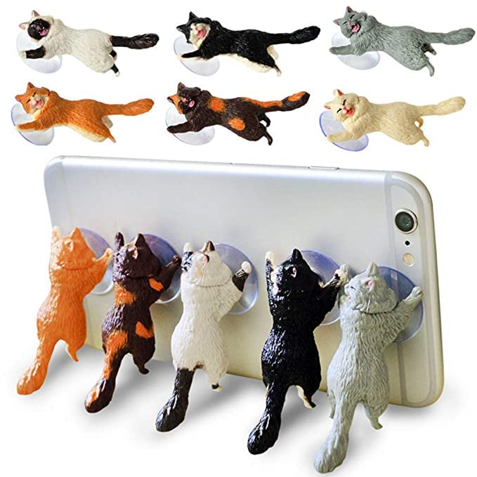 ANGELWEAR Phone Stand 6Pcs Cat Phone Stand, Cute Cat Sucker Phone ...