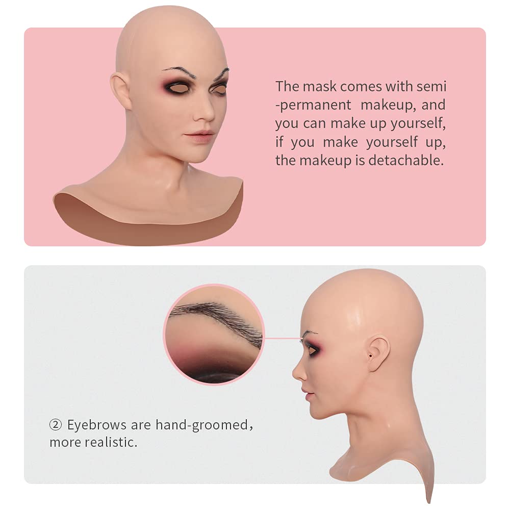 Silicone Head Mask Realistic Hand-Made Female Face for Crossdresser ...