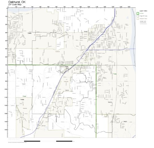 Amazon.com : ZIP Code Wall Map of Oakhurst, OK ZIP Code Map Laminated ...