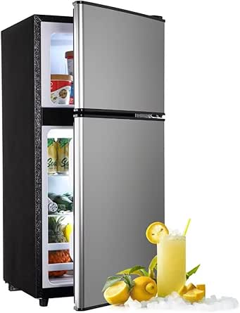 Amazon.com: oditton Krib Bling-FLS-80-SILVER Mini Fridge with Freezer ...