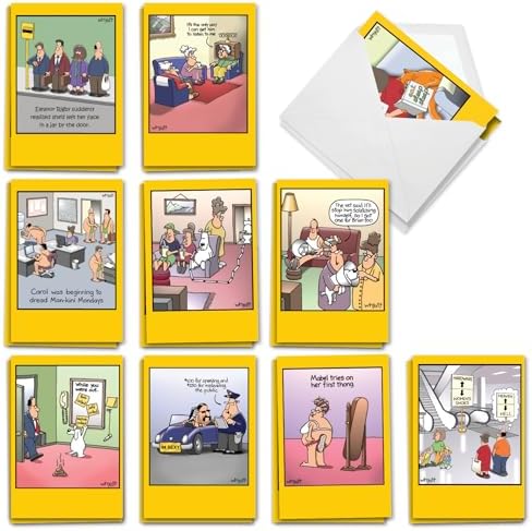 Amazon.com : NobleWorks 20 Assorted Box Set Funny Blank All Occasions ...