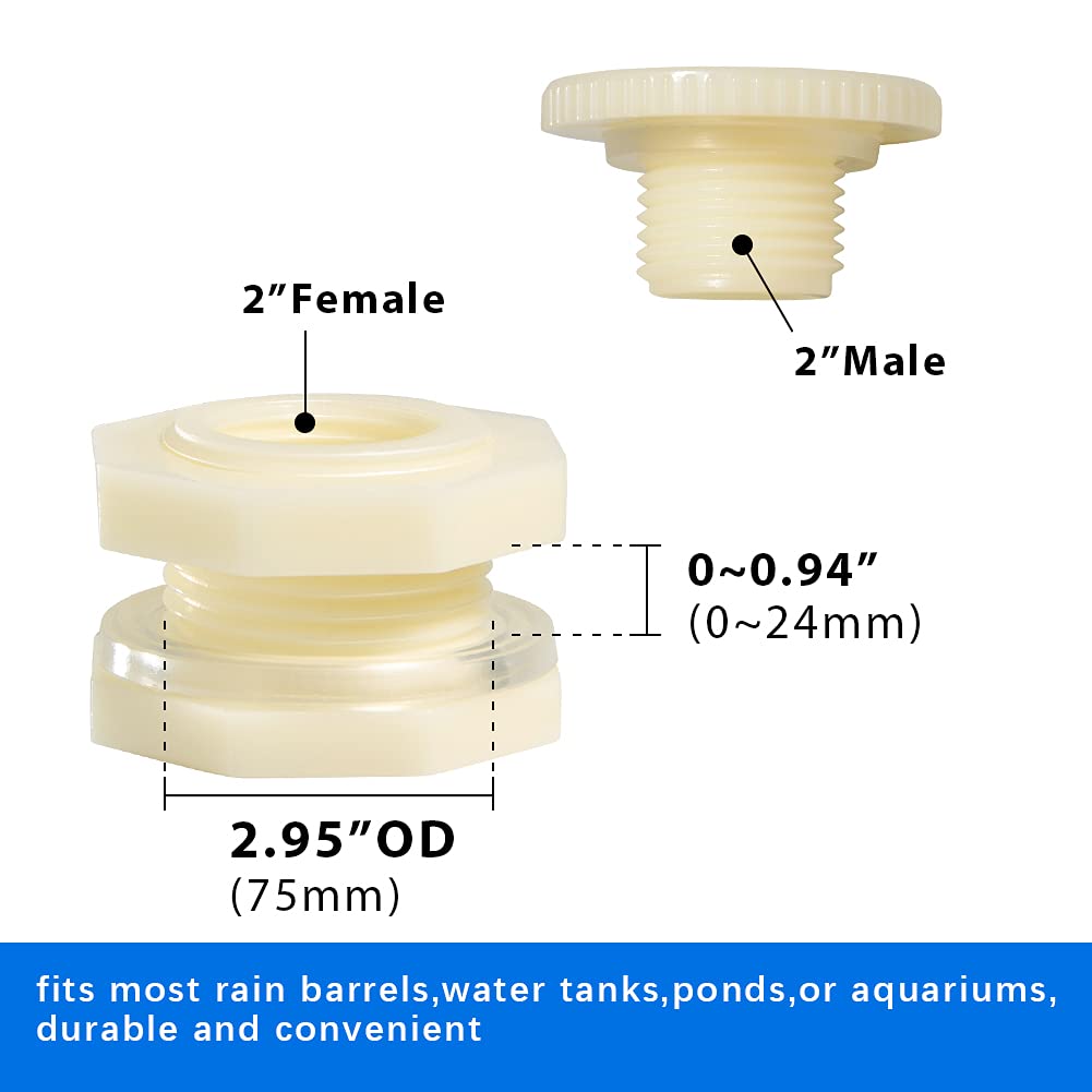 Snapklik.com : Quickun 2" ABS Bulkhead Water Tank Connector Adapter Fitting