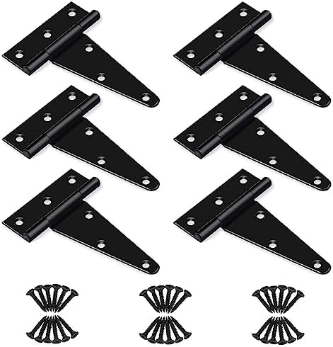 SANKINS 6 Inch T-Strap Shed Door Hinges Heavy Duty,Black Tee Hinge for ...