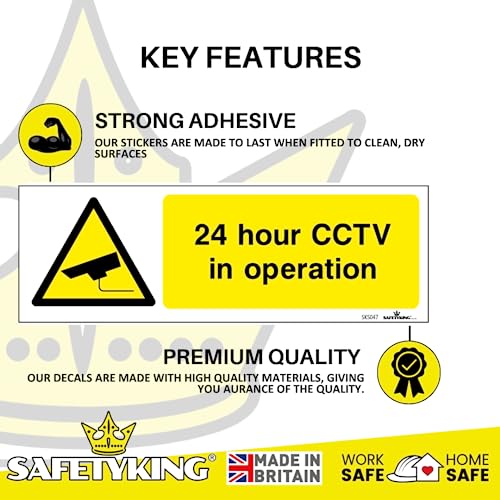 SAFETYKING 4 PCS CCTV STICKER (HORIZONTAL) CCTV Sign Security Sticker ...