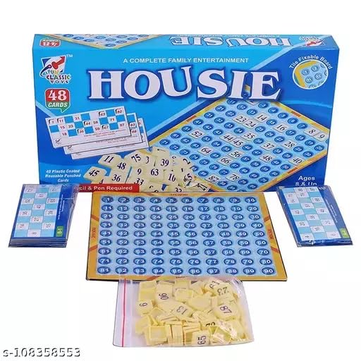 Buy SKYZAL Housie Set Deluxe 24 Reusable Folding Tickets + 100 Paper ...