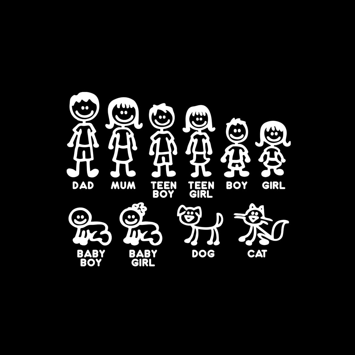 Stick Figure Family Car Sticker, Vinyl Decal Sticker, 4x4 Van Window ...