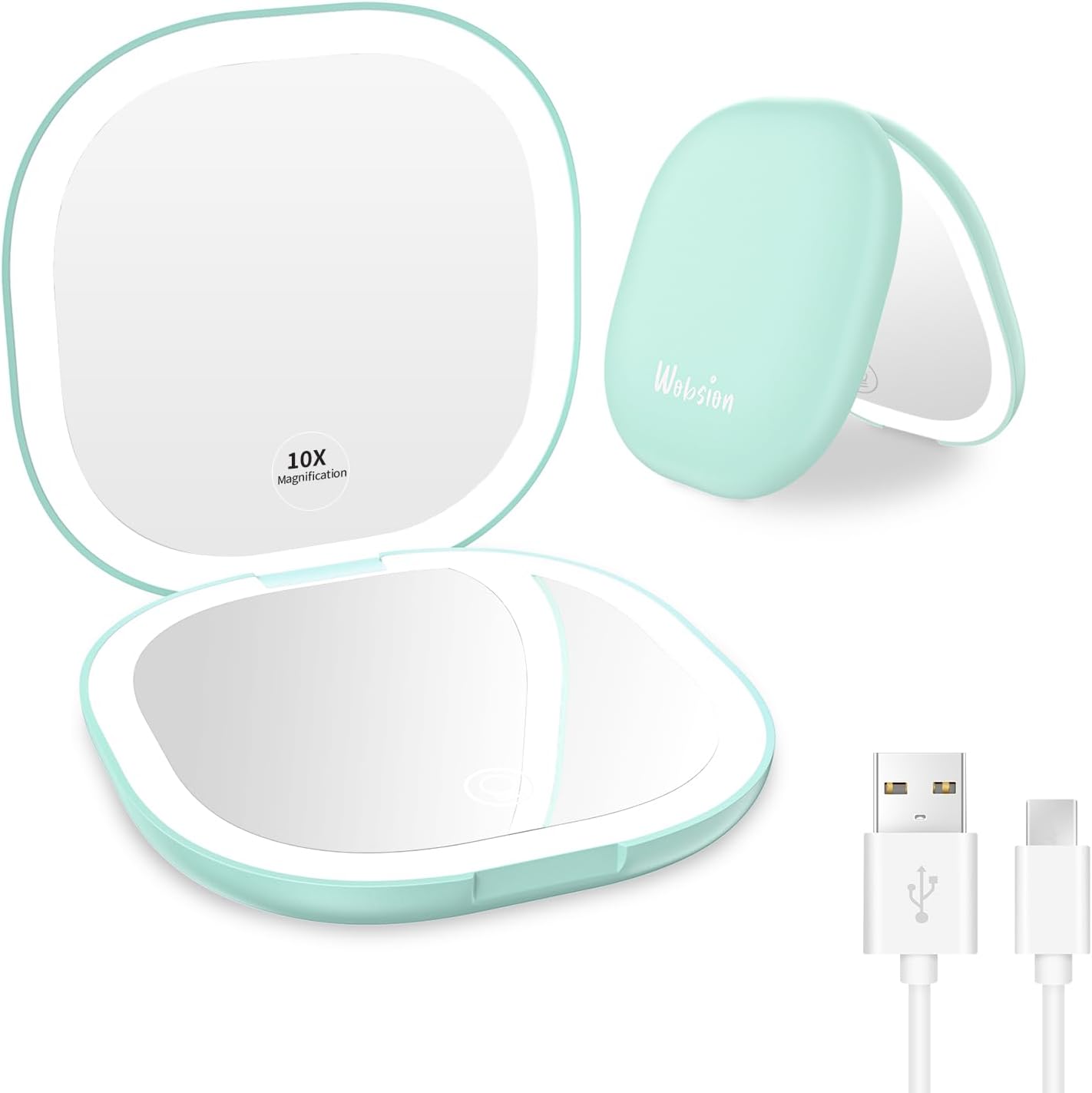 Amazon.com: wobsion Travel Mirror with Light, Rechargeable 1x/10x ...