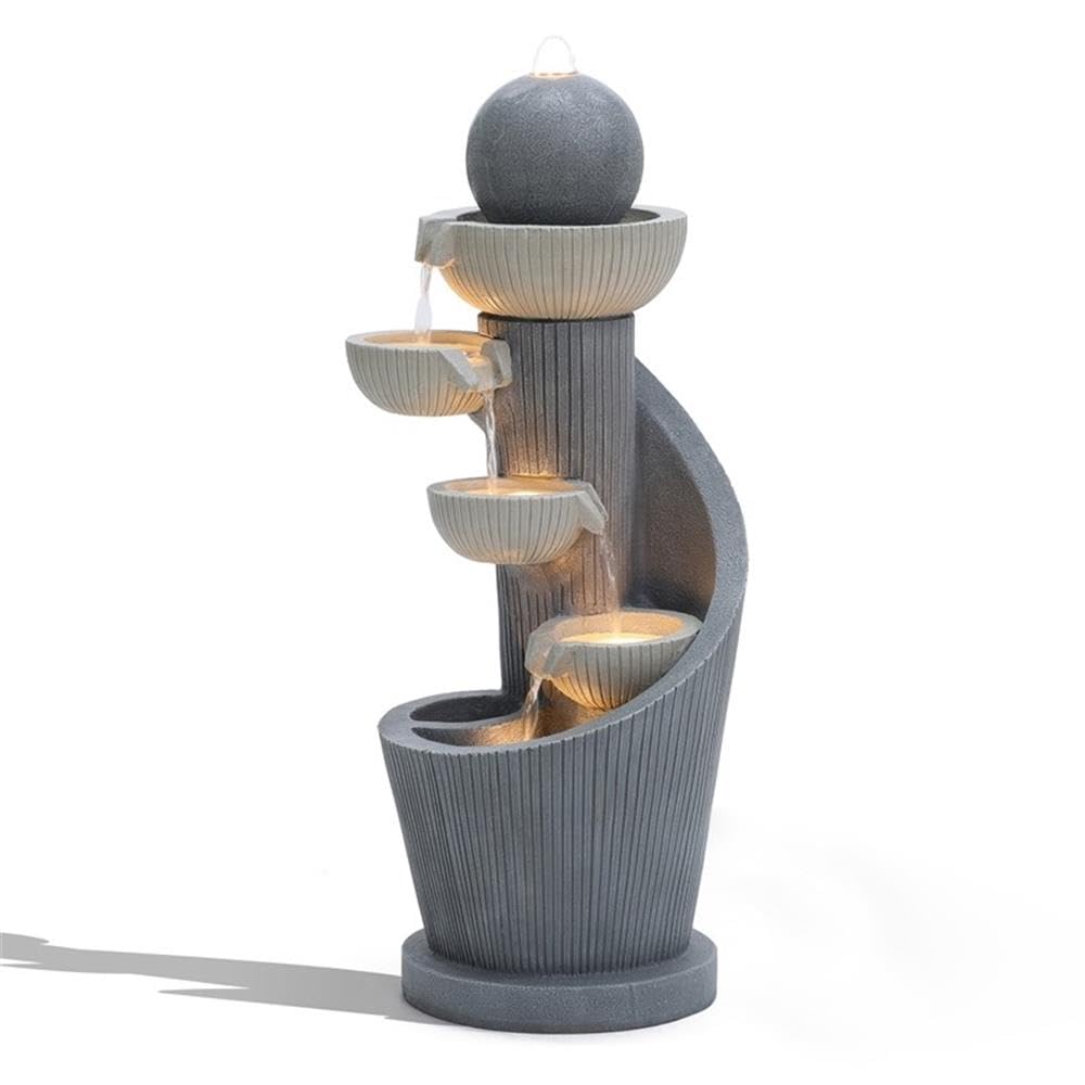 Amazon.com: LuxenHome 28.7" Resin Spiral Sculpture with Bubbler 5-Tier ...