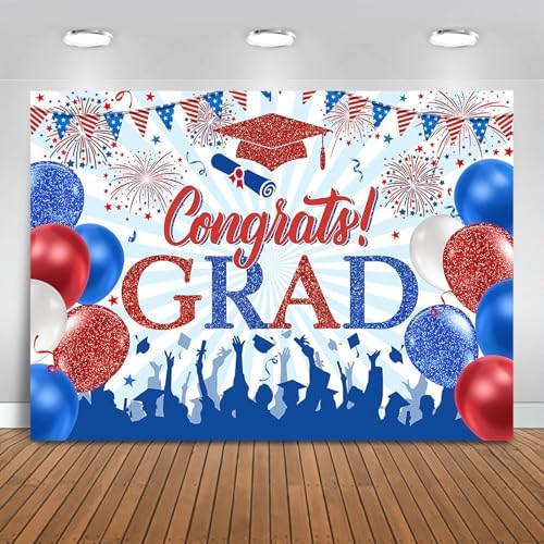 Amazon.com : Graduation Backdrop, Congrats Grad Banner Decorations, Red ...