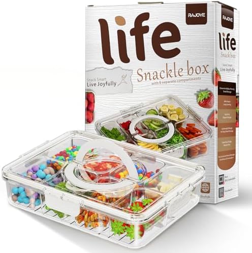 Amazon.com | HAKPNEW Snackle Box Container with Lid & Handle, Divided ...