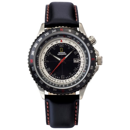 National Geographic Men's NG770A Aviator Solar Slide-Rule Bezel Watch ...