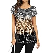 PrettyGuide Women's Tunic Tops Sequin Overlay Cold Shoulder Glitter ...