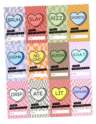 Amazon.com: Candy Hearts Slang Words Valentine's Day Cards for School ...