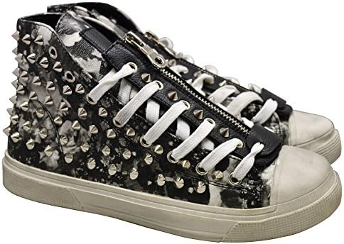 Amazon.com | O Hang Ladies Ramona Goth Black White Studded High Top ...
