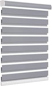 Amazon.com: Changshade Custom Size Cordless Zebra Roller Window Shades, Blackout(85%) Dual Layer ...