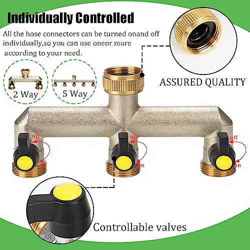 Brass Garden Outside Tap Splitter 5 Way Hose Manifold,3/4″ Tap Diverter ...