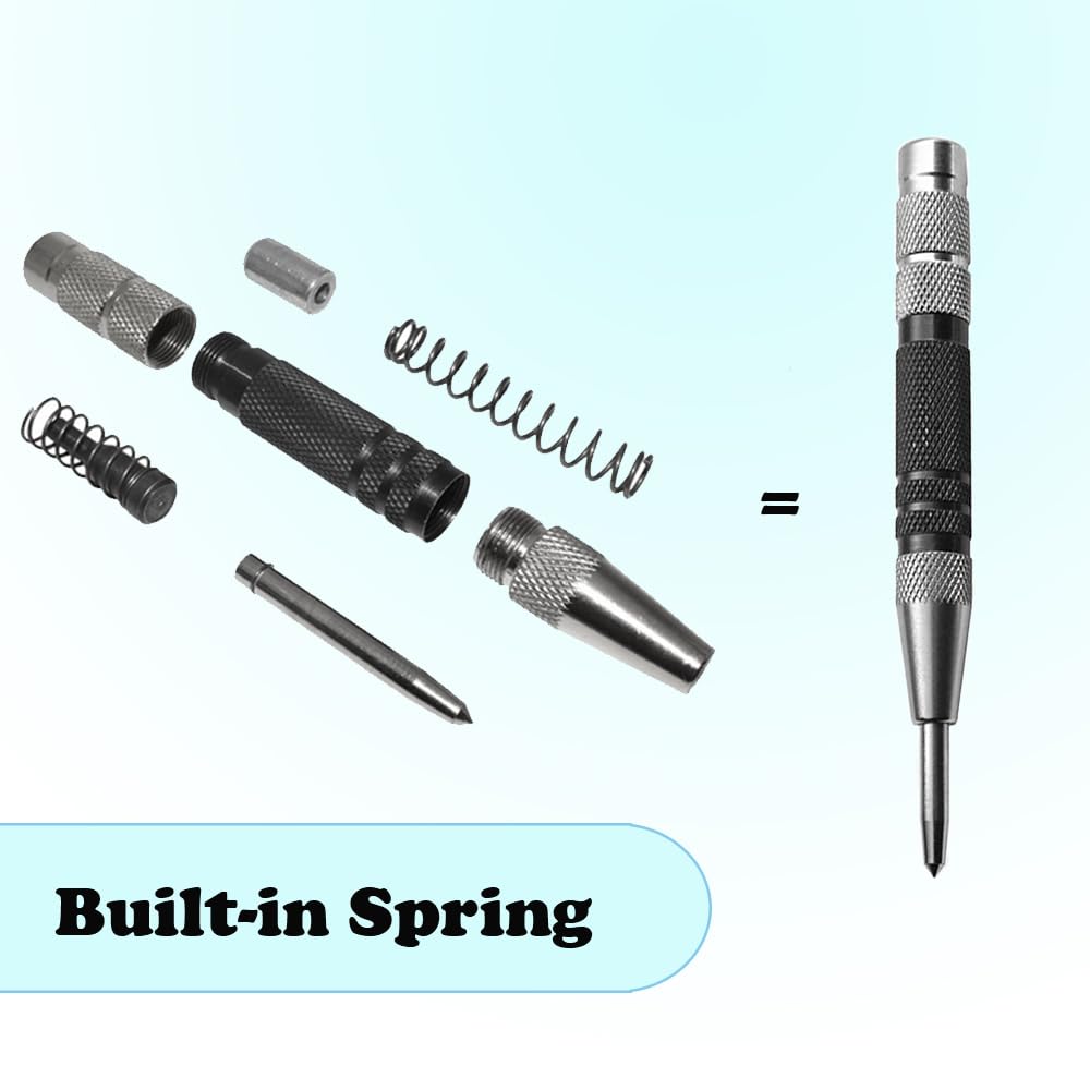 2 PCS Automatic Center Punch Adjustable Tension Hole Punch Heavy Duty ...