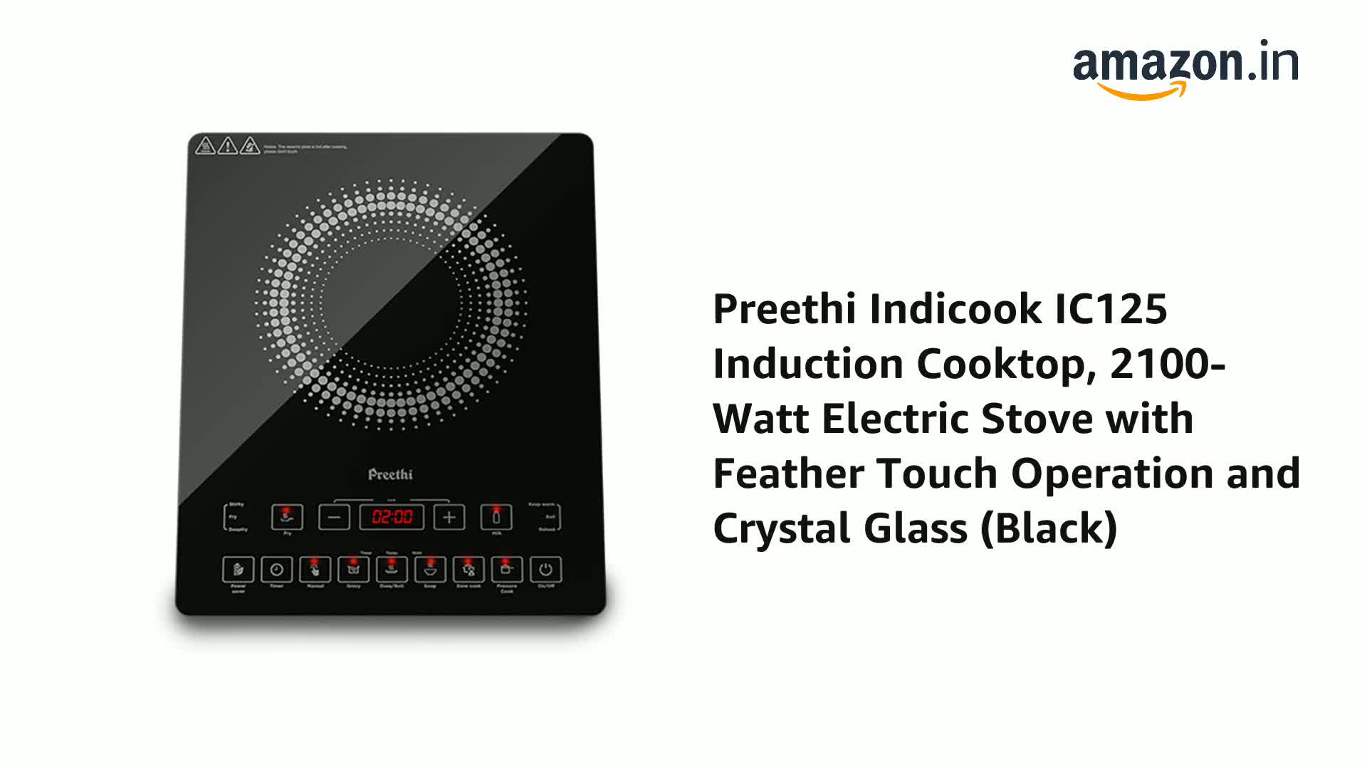Watch Preethi Indicook IC125 Induction Cooktop, 2100-Watt Electric ...