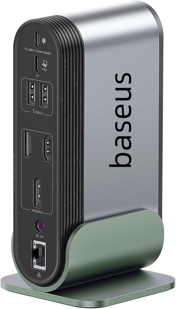 Baseus 9 in 1 Docking Station USB C 4K @ 120Hz, 2 HDMI Dual Monitors USB C Hub, 1000Mbps ...