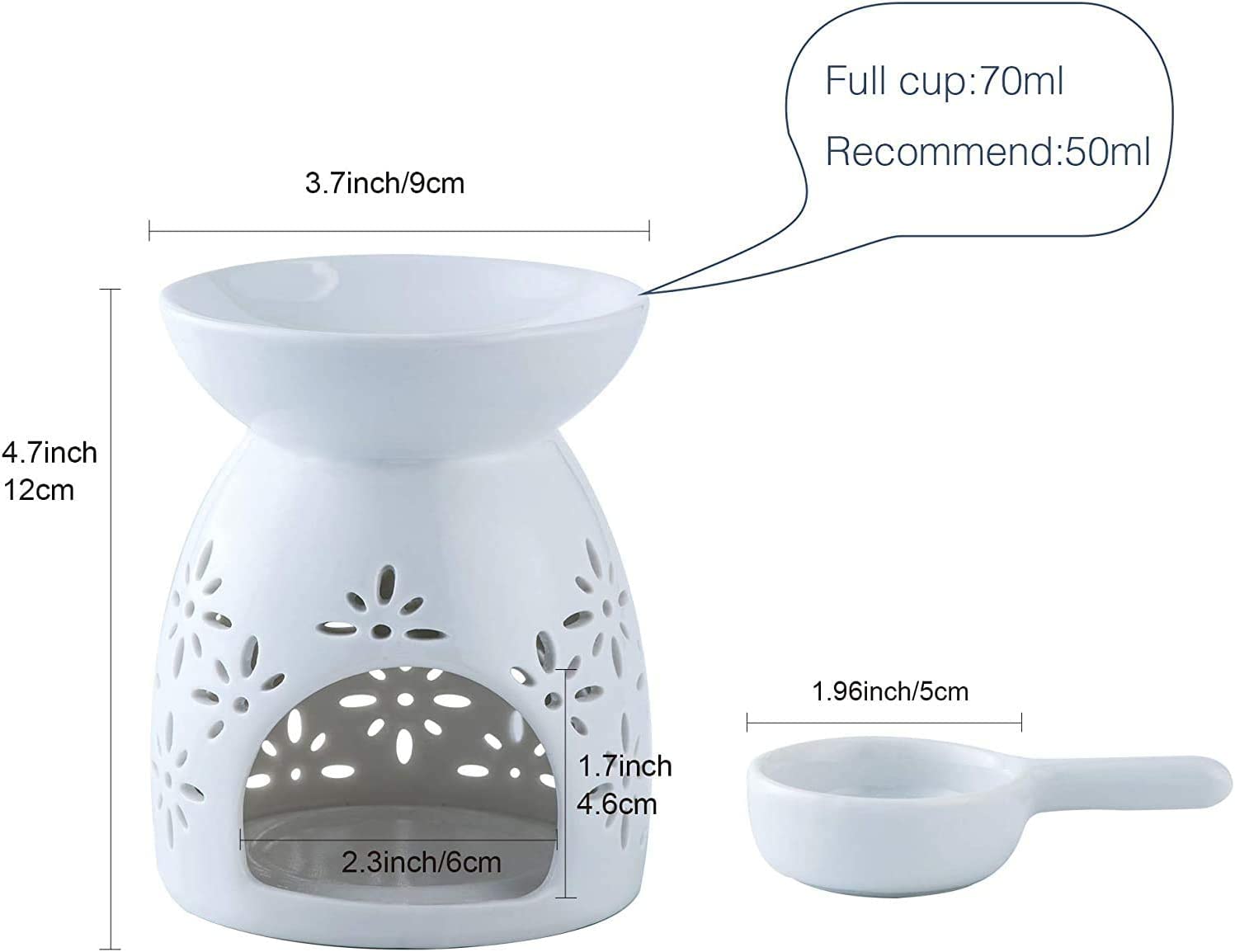 Essential Oil Burners Set of 2, LOVECASA Ceramic Wax Melt Burners ...