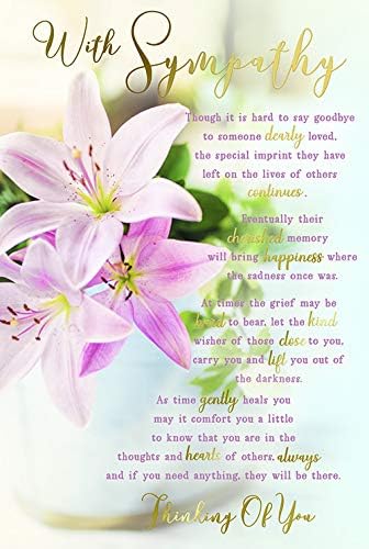 With Sympathy Pink Lilies Sentiments Sympathy Condolence Card Lovely ...