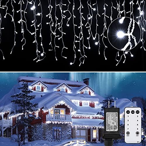 JMEXSUSS 200 LED Icicle Lights, 8 Modes Icicle Lights Indoor, Warm ...
